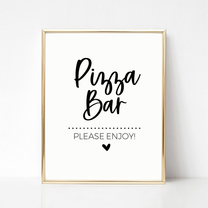 Pizza Bar Food Sign for Modern Minimalist Wedding Shower, Bridal Shower ...