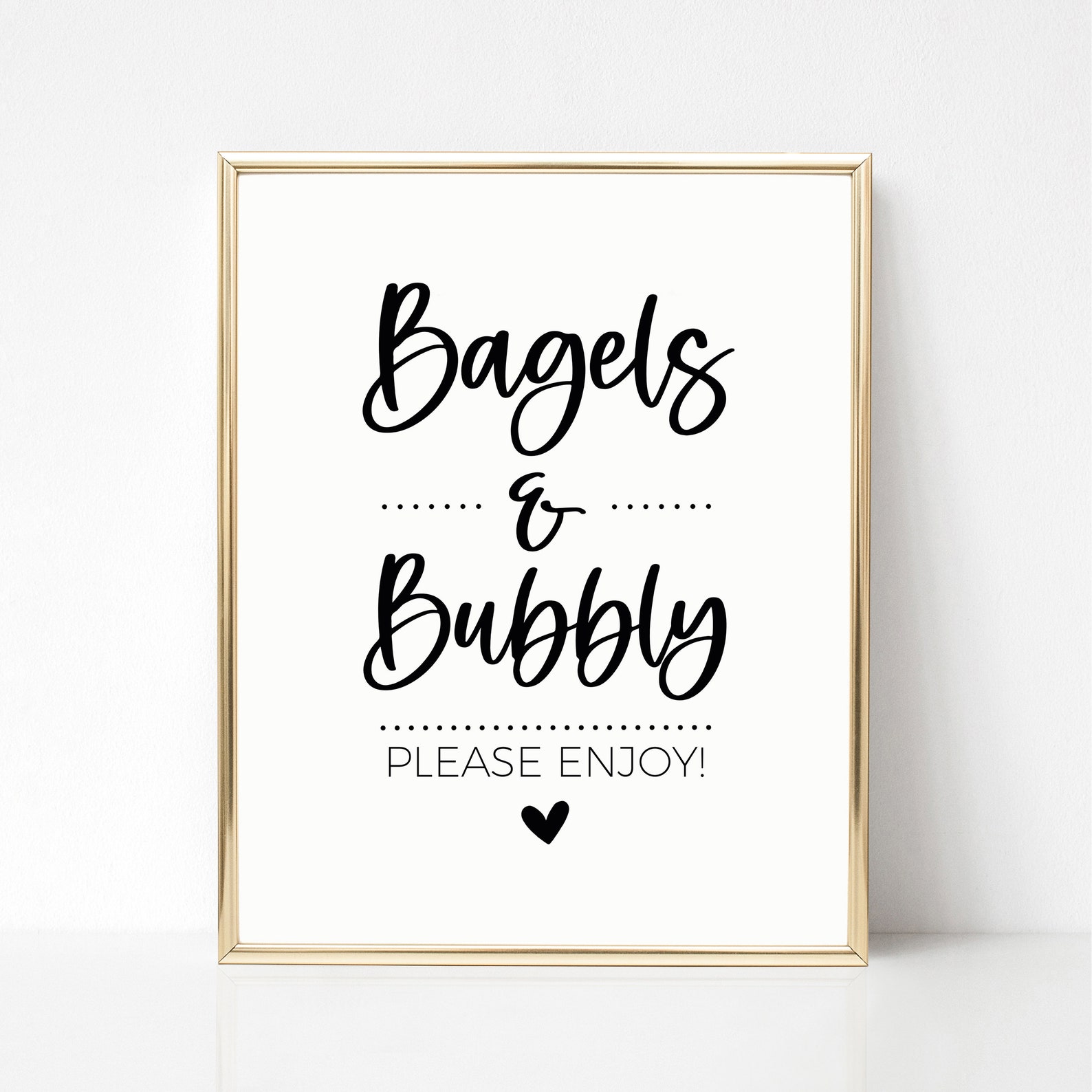 Bagels and Bubbly Bar Sign, Brunch Food Sign, Minimalist, Modern ...
