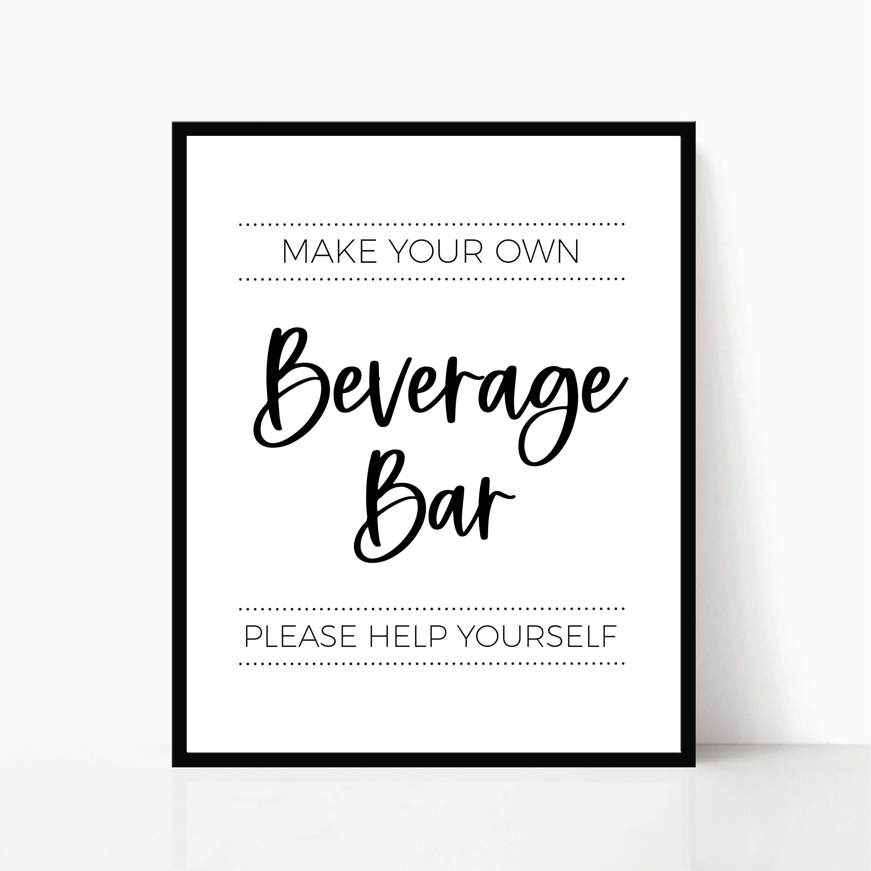 Beverage Bar Sign, Make Your Own Wedding Drink Station, Soda and Juice ...