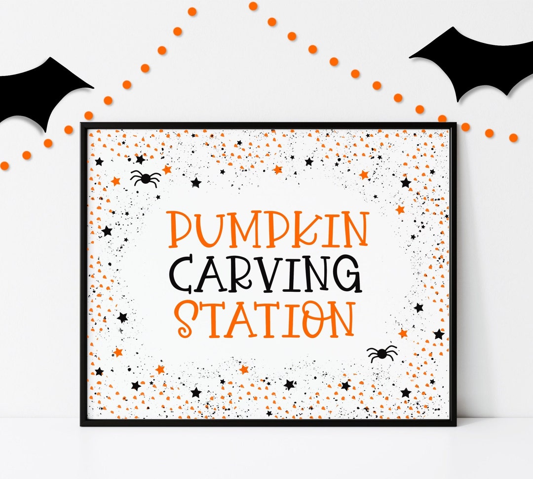 Pumpkin Carving Station Sign for Halloween Party, Kids Birthday, Fall ...