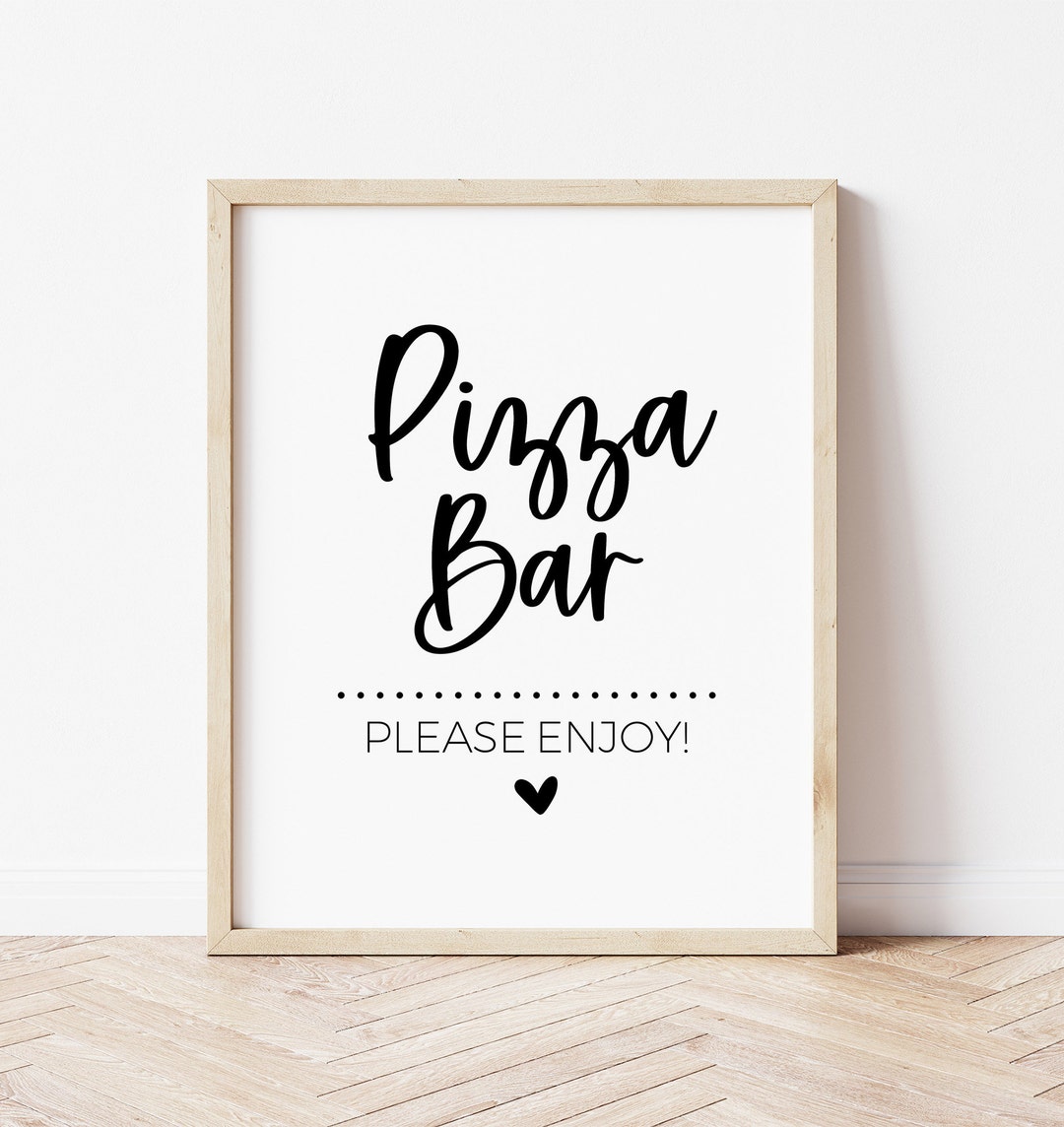 Pizza Bar Food Sign for Modern Minimalist Wedding Shower, Bridal Shower ...