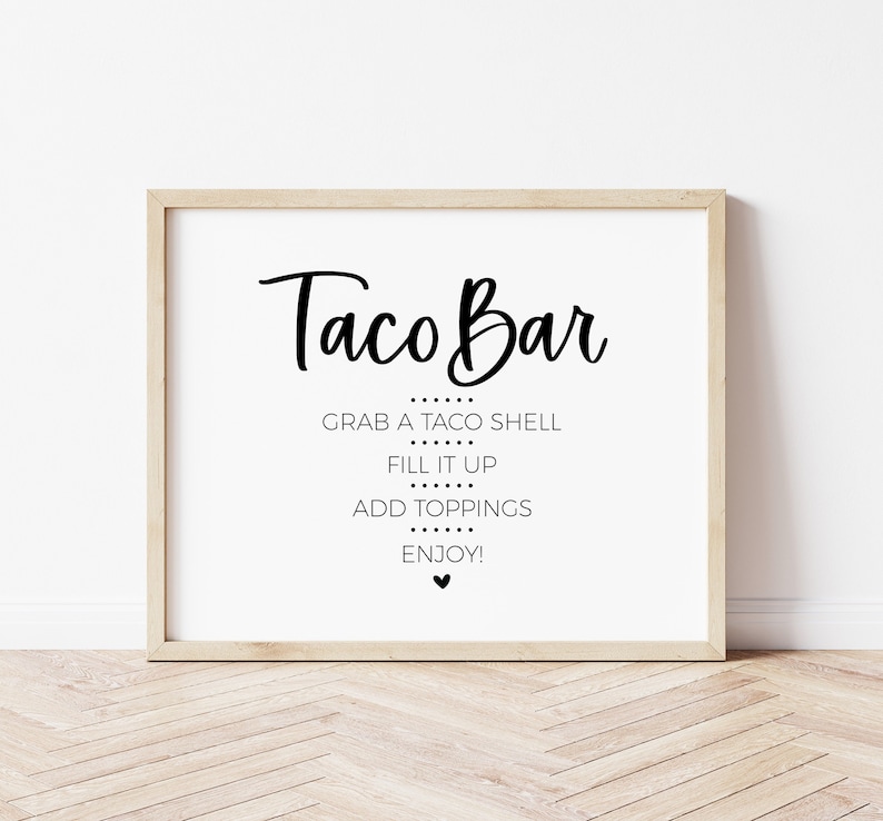 Taco Bar Sign, Make Your Own Food Table for Cinco De Mayo, Graduation ...