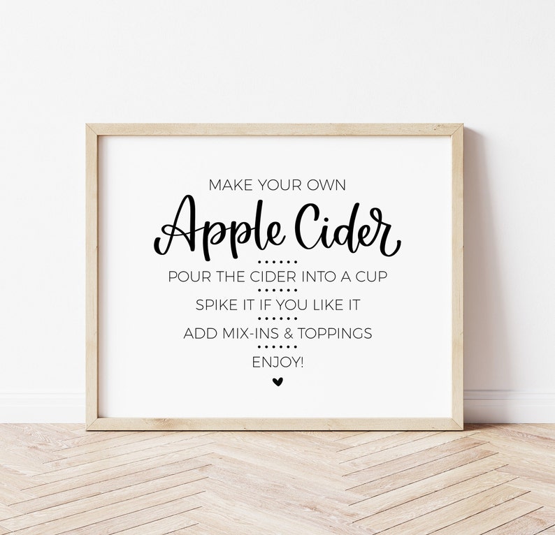 Apple Cider Bar Sign, Make Your Own Drink, Fall Drink Station for ...