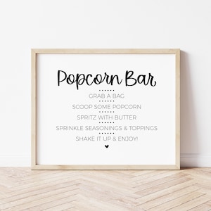 Popcorn Bar Sign, Late Night Snack Food Bar, Movie Night, Graduation ...