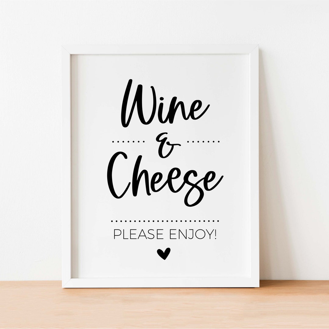 Wine & Cheese Sign, Food and Bar Drink Sign for Anniversary Party ...