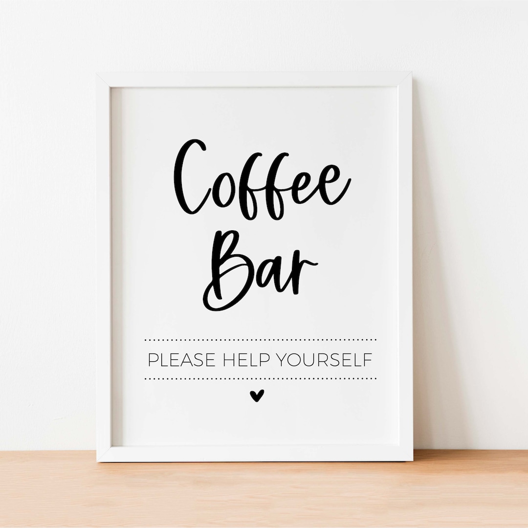 Coffee Bar Sign, Hot Drink Station, Breakfast Brunch Sign, Minimalist ...