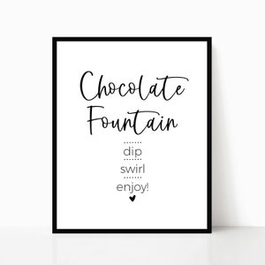 Chocolate Fountain Fondue Sign, Dessert Bar Station, Minimalist Party ...