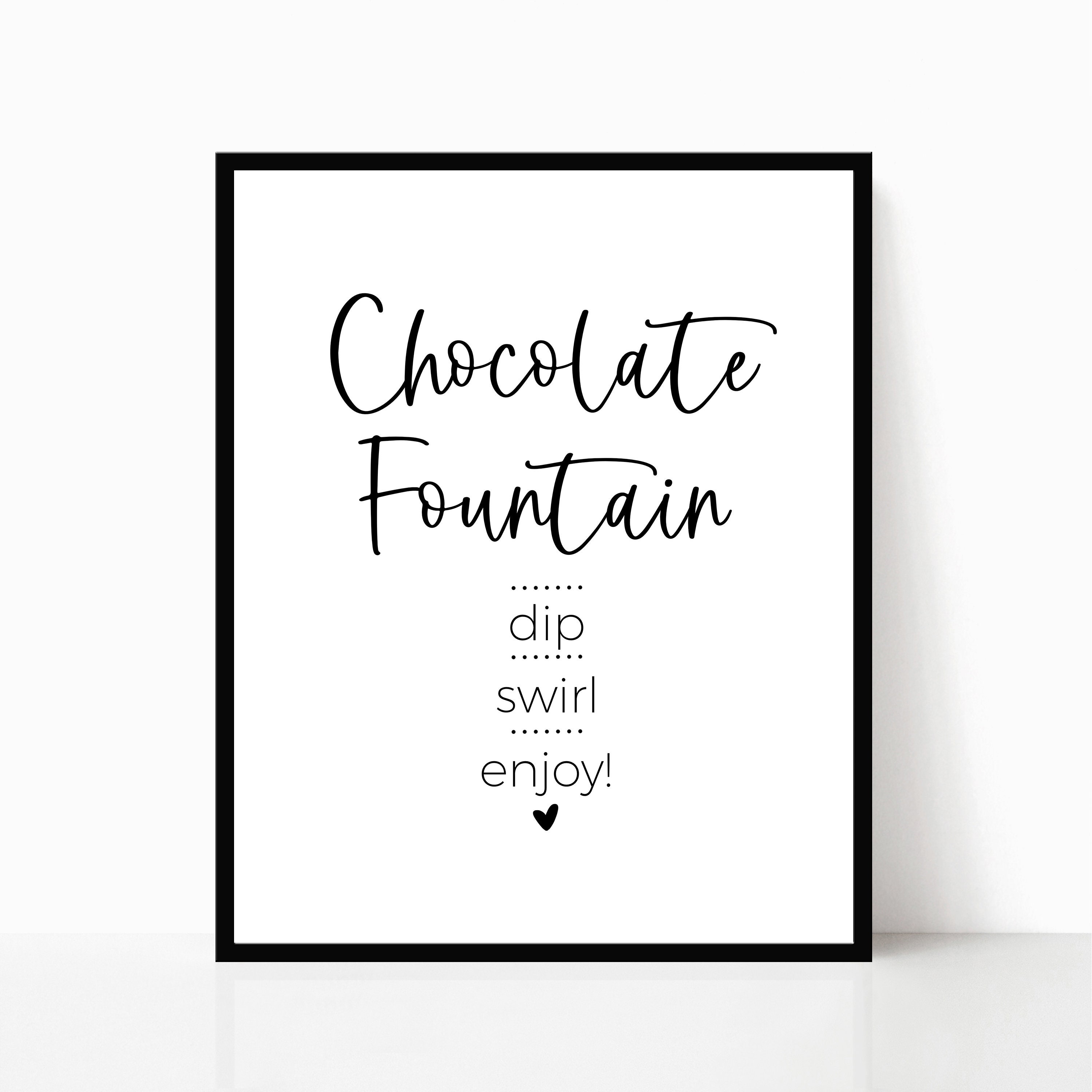 Chocolate Fountain Fondue Sign, Dessert Bar Station, Minimalist Party ...