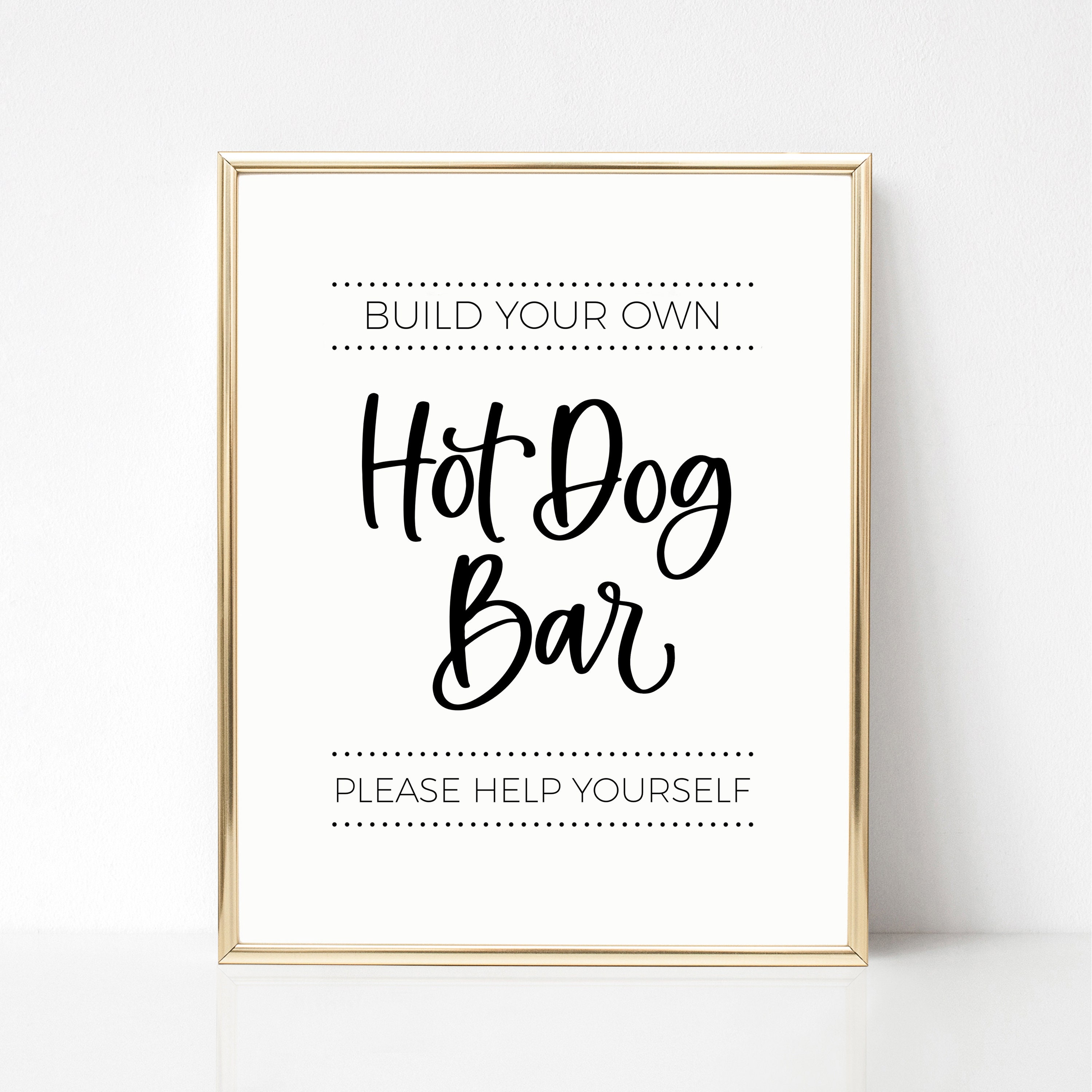 Hot Dog Bar Sign, Modern Minimalist Food Table Decor for Graduation ...