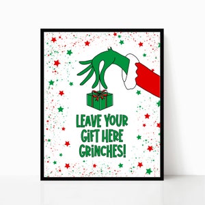 Secret Santa Sign, White Elephant Gift Exchange, Leave Your Gift Here ...