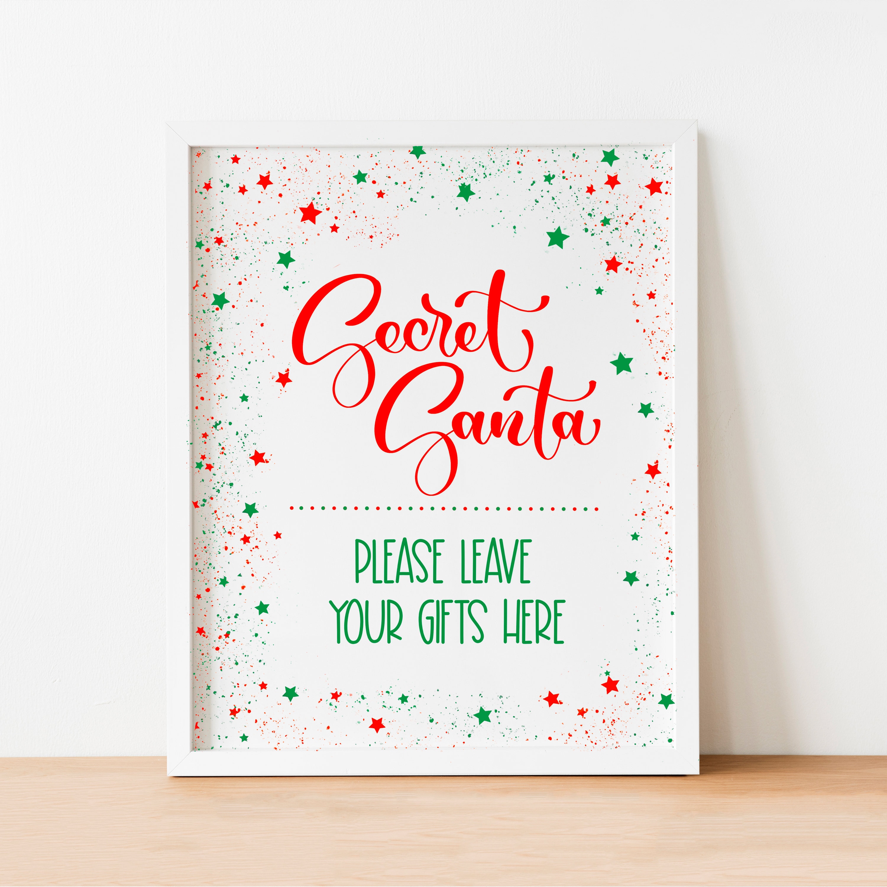 Secret Santa Leave Gift Here Sign for Christmas Holiday Party, Family ...