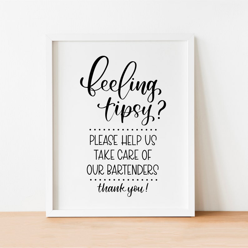 Wedding Bar Sign, Bartender Tip Jar, Bar Menu Sign, Feeling Tipsy, Tip ...