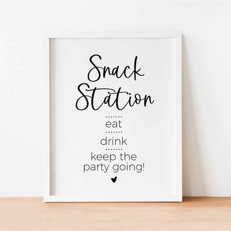 Snack Station Sign, Late Night Snack Food Bar, Sweets & Treats, Party ...