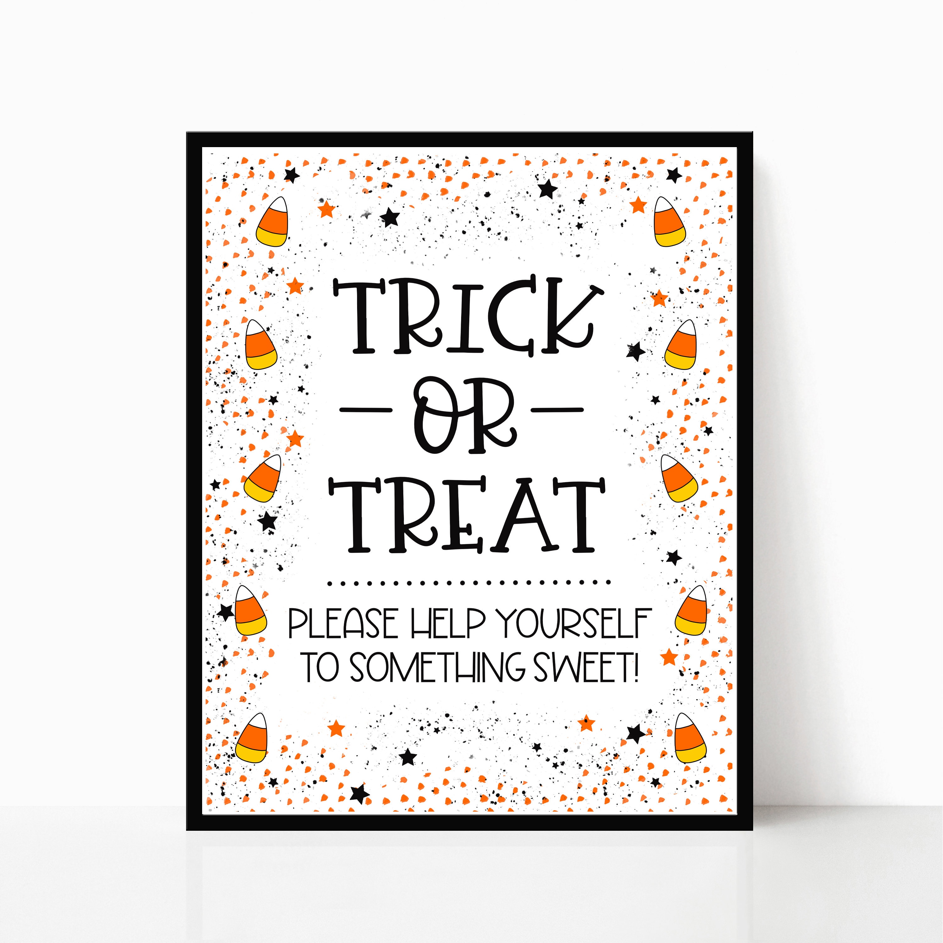 Trick or Treat Sign for Halloween Party, Dessert Table Sign, Candy Bowl ...