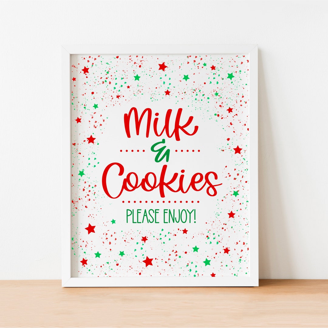 Milk and Cookies Sign for Christmas, Holiday Party, Cookie Bar, Dessert ...
