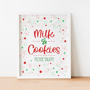 Milk and Cookies Sign for Christmas, Holiday Party, Cookie Bar, Dessert ...