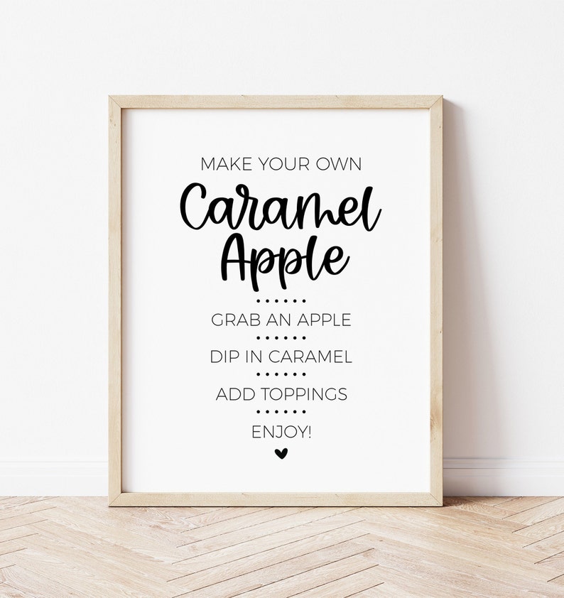 Caramel Apple Sign, Make Your Own Dessert, Fall Food Bar for Modern ...