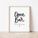 Funny Open Bar Sign for Modern Minimalist Wedding, Birthday Party ...