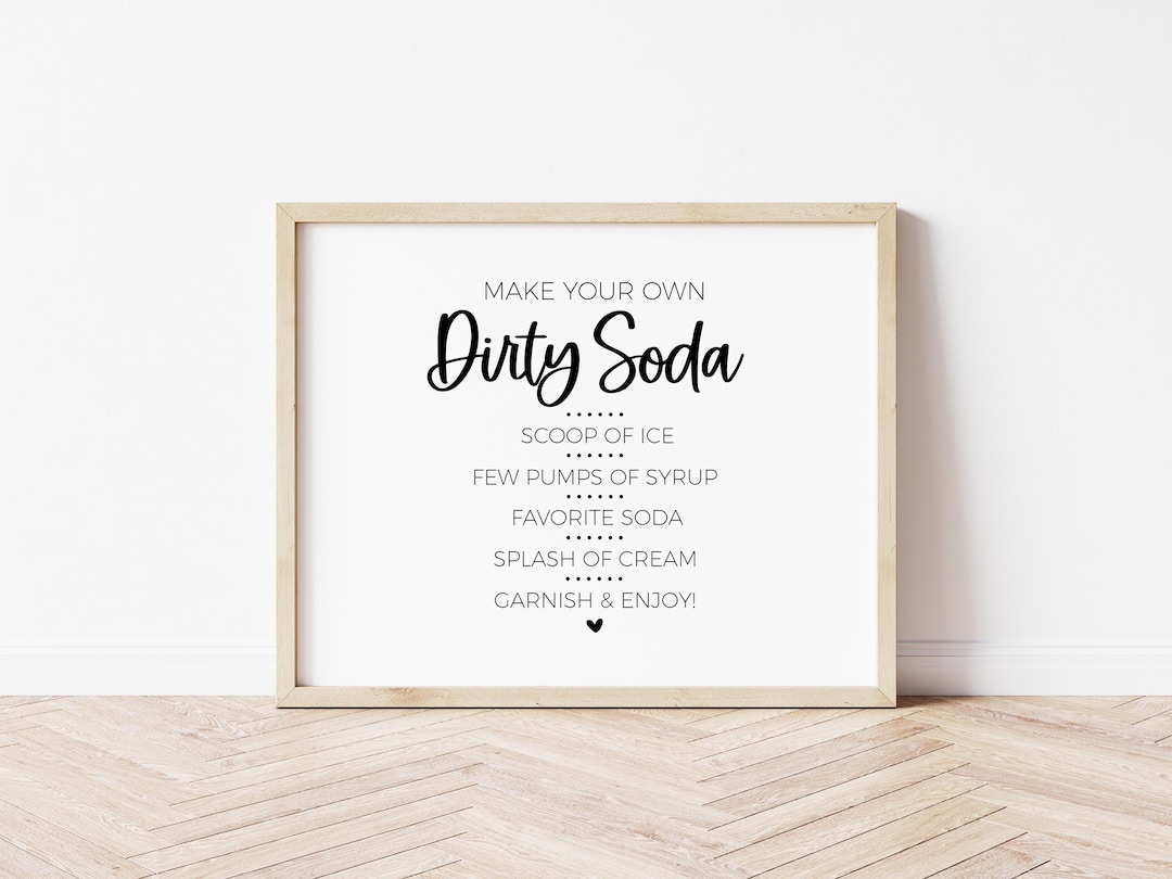 Dirty Soda Bar Sign for Graduation Party, Open House, Make Your Own ...