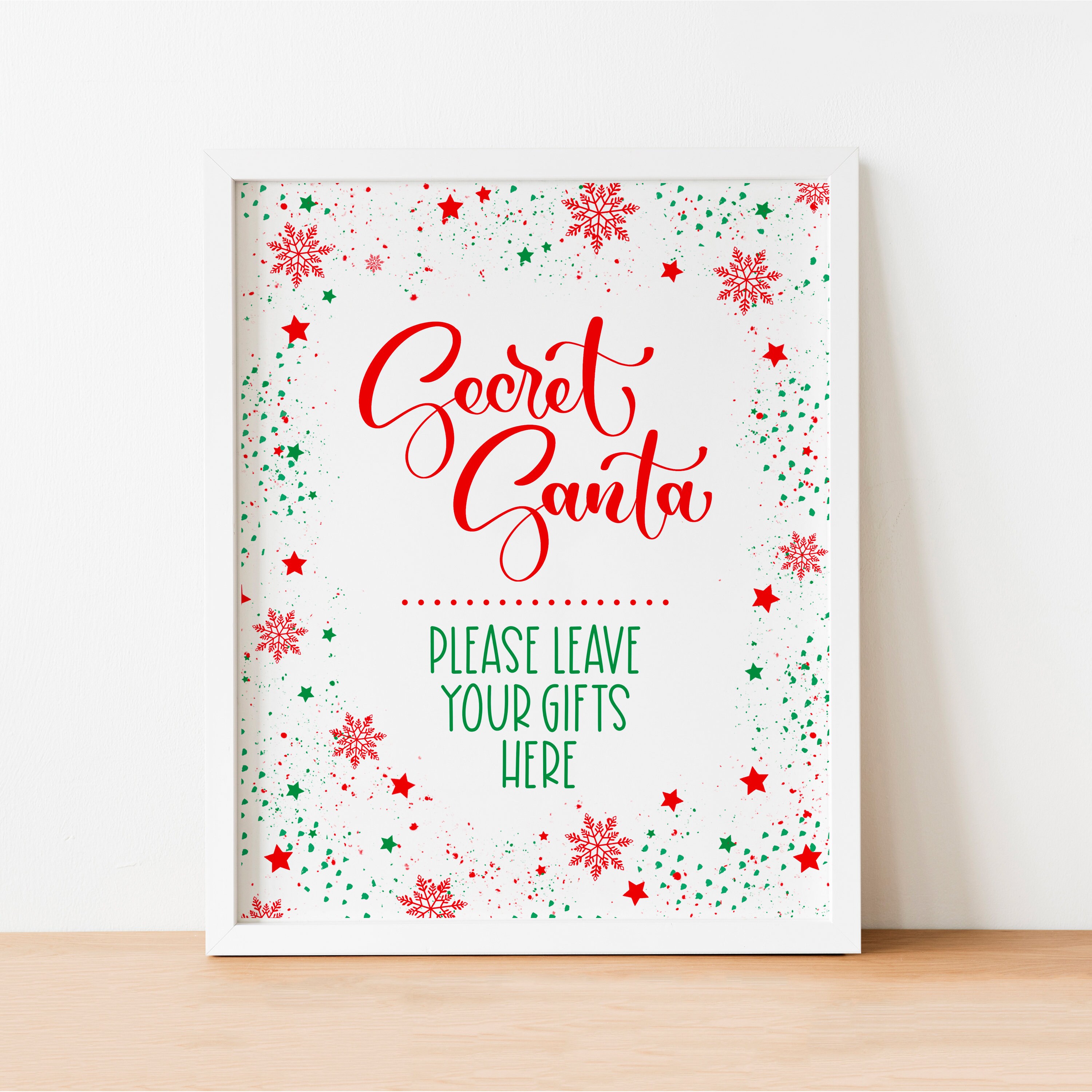 Secret Santa Leave Gift Here Sign for Christmas Holiday Party, Company ...