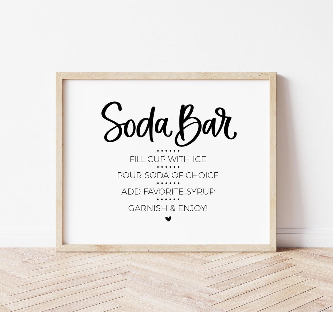 Modern Minimalist Soda Bar Sign Printable, Party Drink Station Decor ...