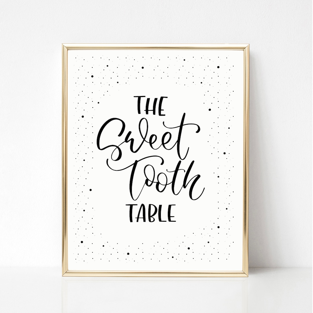 Sweet Tooth Table Sign, Candy Bar, Dessert Table, Cupcake Display ...