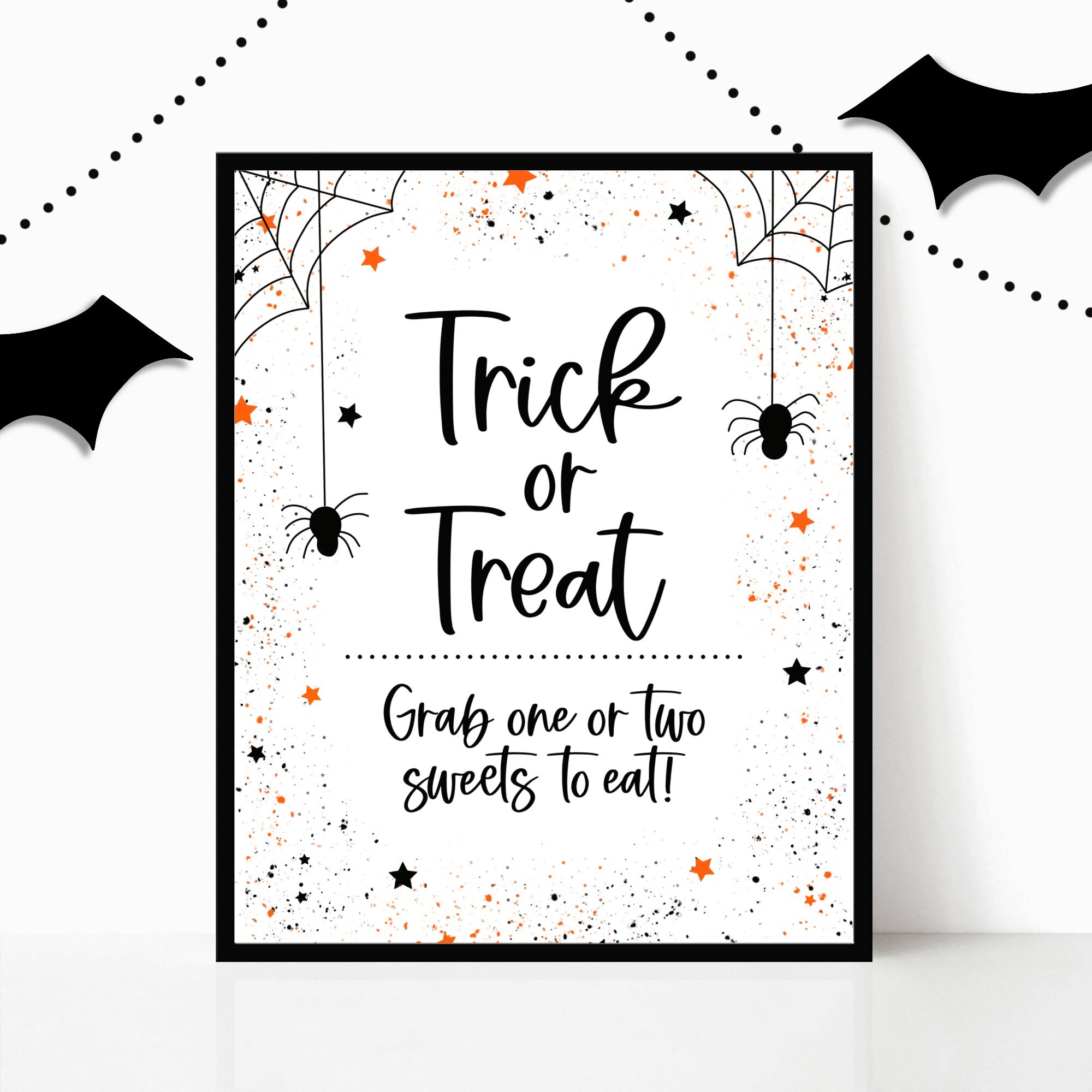 Trick or Treat Halloween Candy Bowl Sign for Front Door, Porch Sign for ...