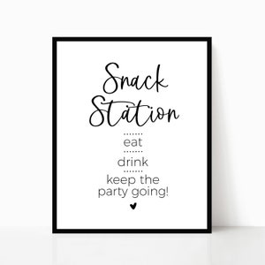 Snack Station Sign, Late Night Snack Food Bar, Sweets & Treats, Party ...