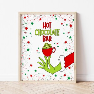 Hot Chocolate Bar Sign for Christmas Holiday Grinches Party, Hot Cocoa Drink Station, Gift ...