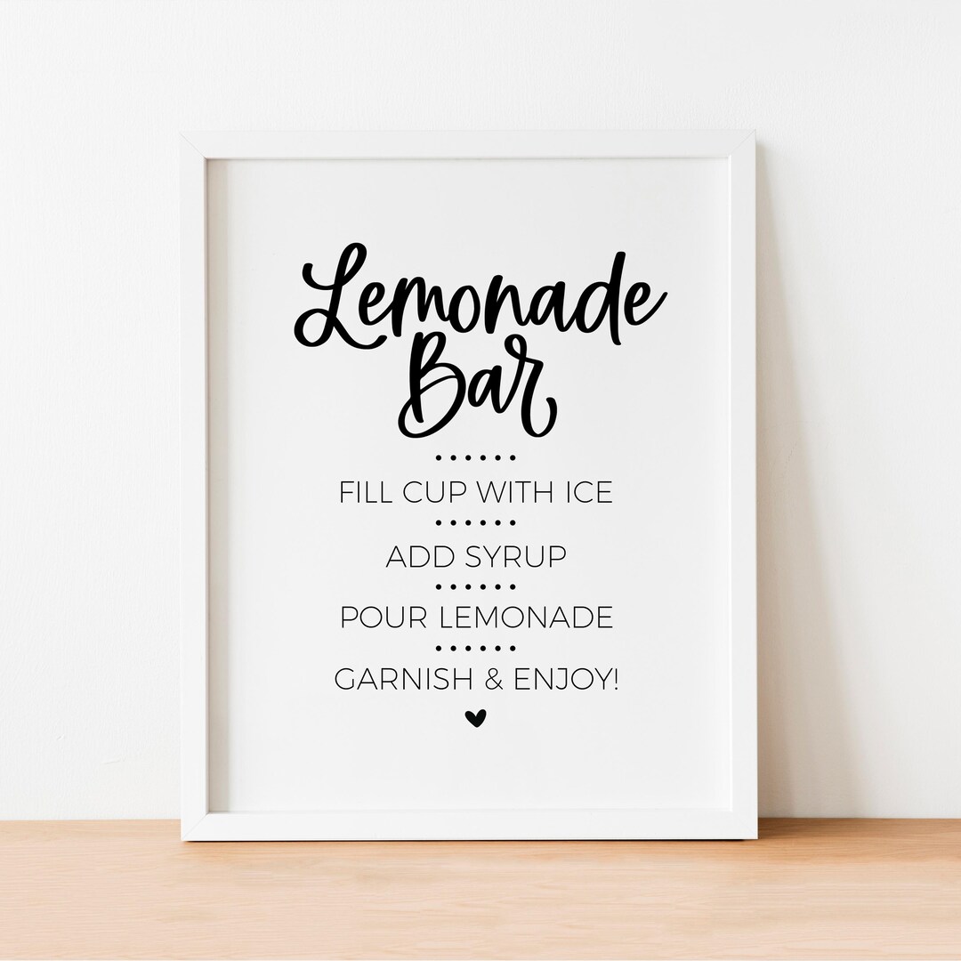 Lemonade Bar Drink Sign, Make Your Own Drink Station, Beverage Bar for ...