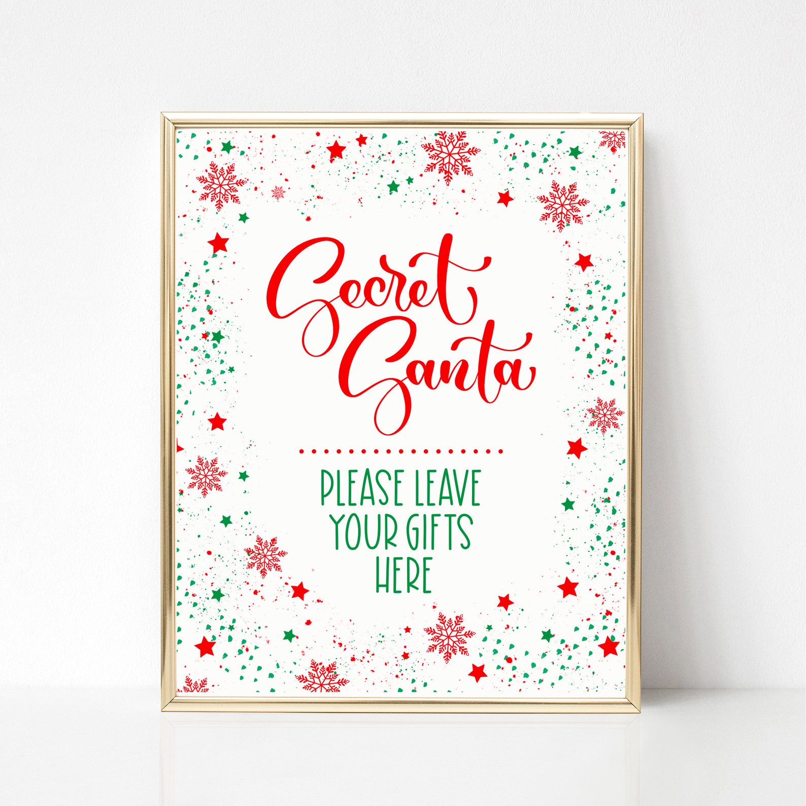 Secret Santa Leave Gift Here Sign for Christmas Holiday Party, Company ...