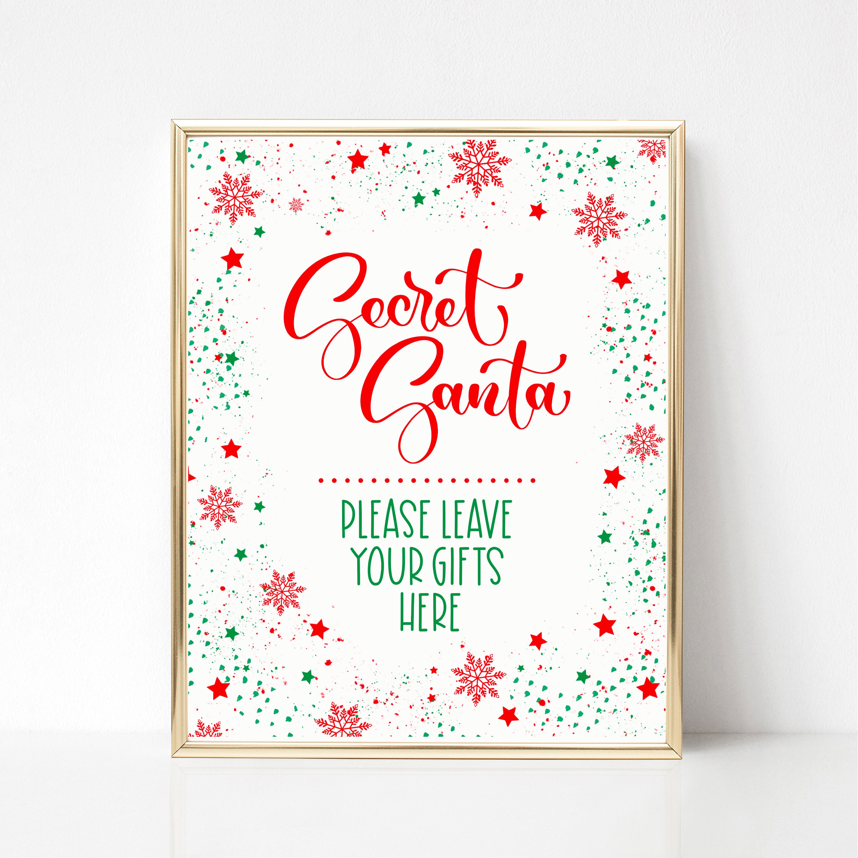 Secret Santa Leave Gift Here Sign for Christmas Holiday Party, Company ...