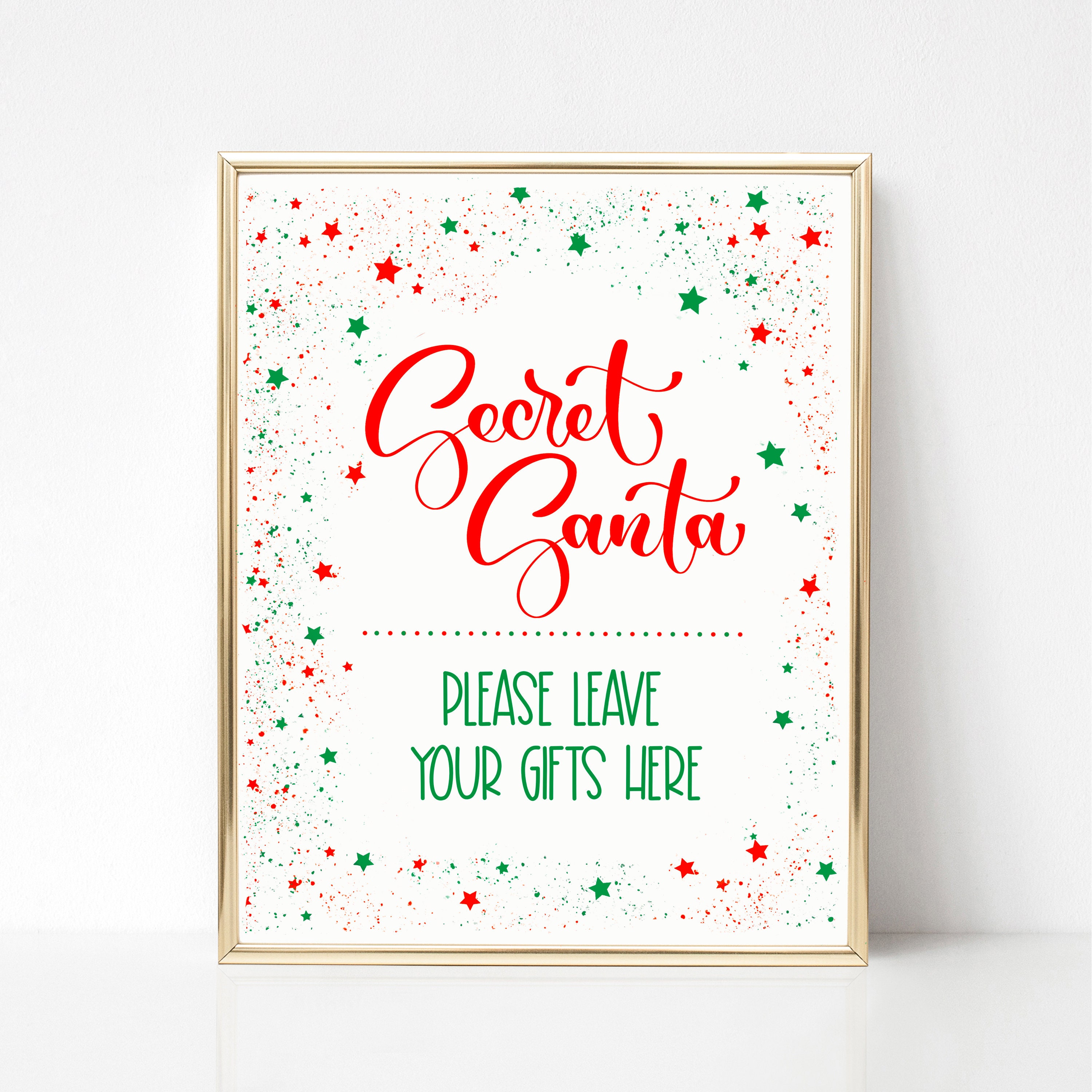 Secret Santa Leave Gift Here Sign for Christmas Holiday Party, Family ...
