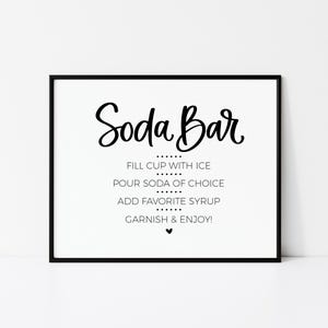 Modern Minimalist Soda Bar Sign Printable, Party Drink Station Decor ...