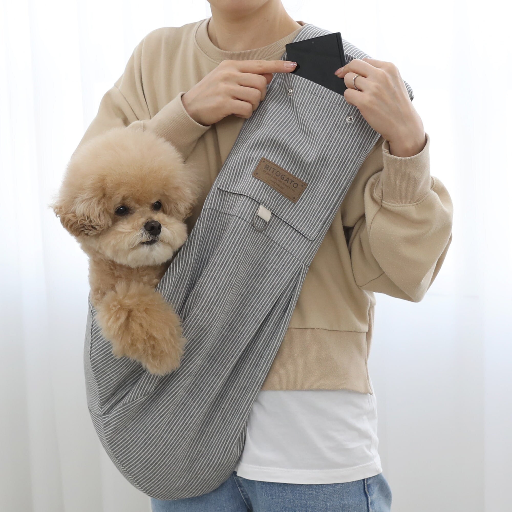 Cotton Adjustable Pet Sling Carrier, 3 Colors, One Size, Premium Cotton ...