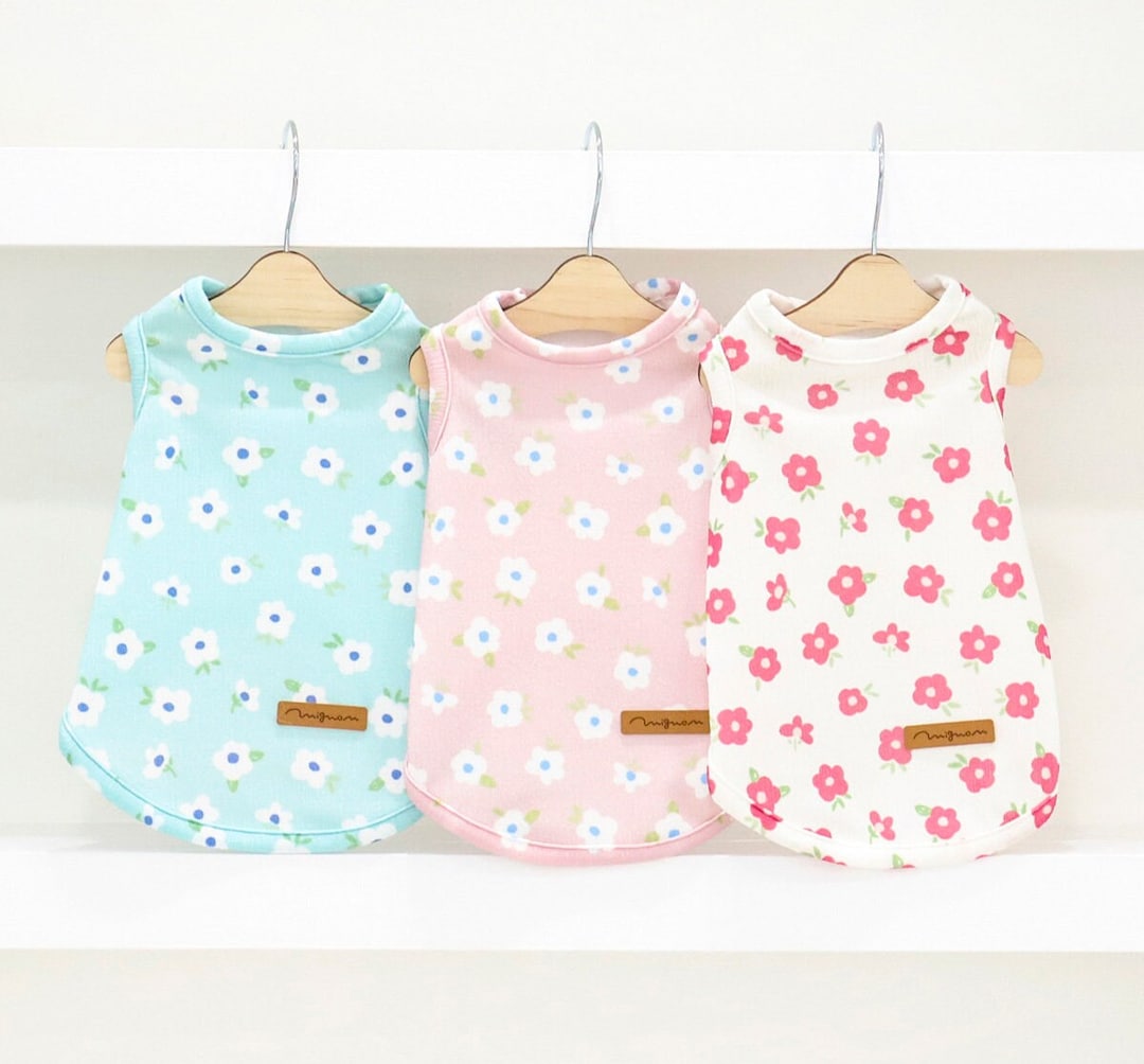 Floral Sleeveless, XS-XL, Dog-tee, Dog T-shirt, Dog Top, Dog Clothing ...