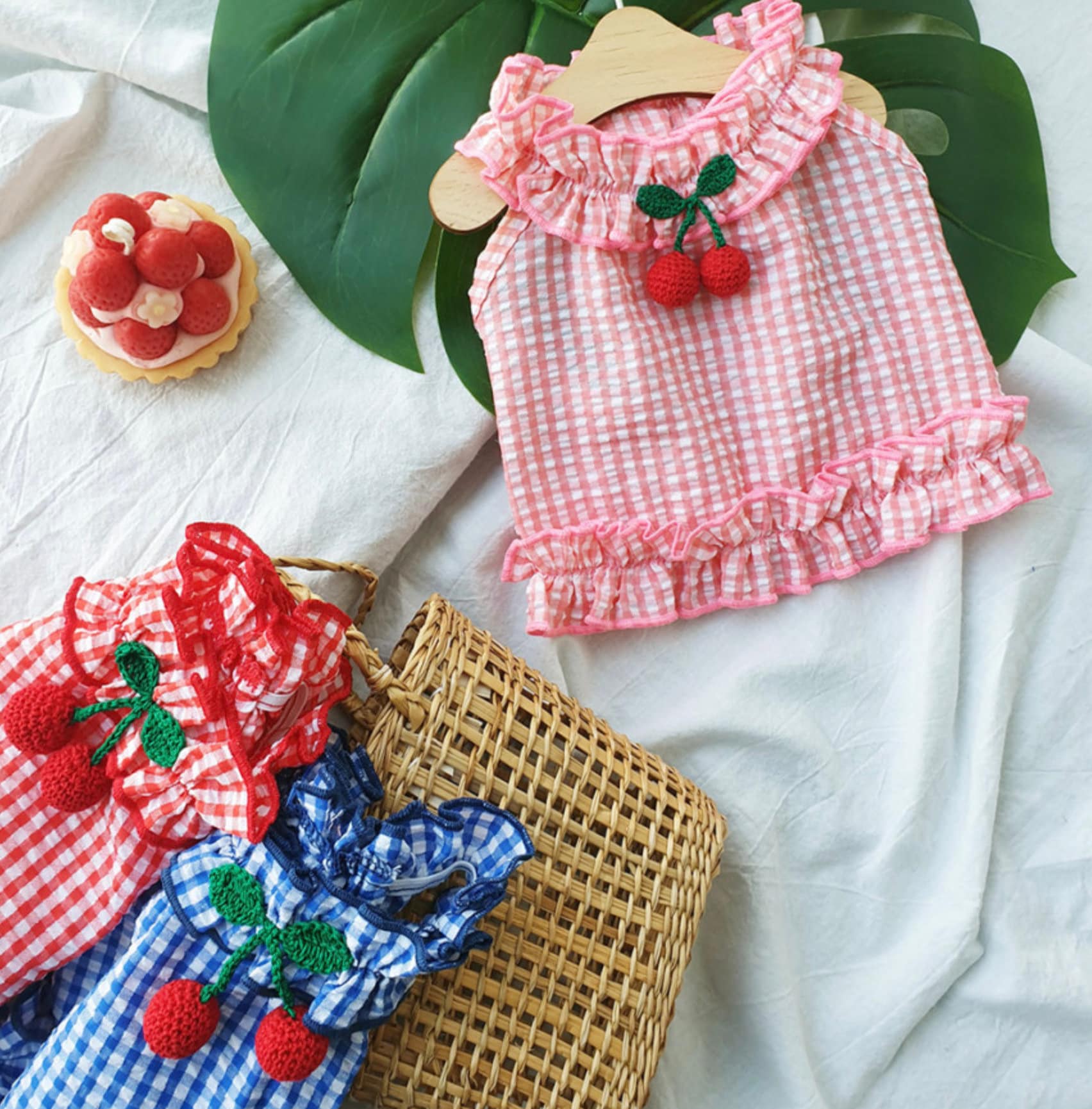 Gingham Cherry Crop Top, S-XL, Dog-tank Top, Dog Skirt, Dog Top, Dog ...