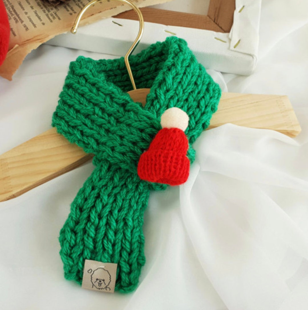 Wool Green Muffler, S-XL, Dog Muffler, Christmas Dog Costume, Dog Neck ...