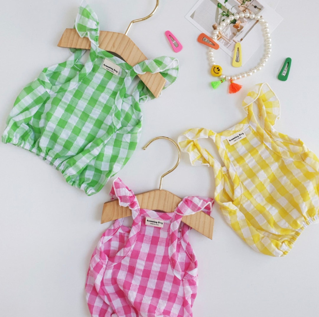 Gingham Crop Top, S-2XL, Dog-tee, Dog Top, Dog Clothing, Dog Fashion ...