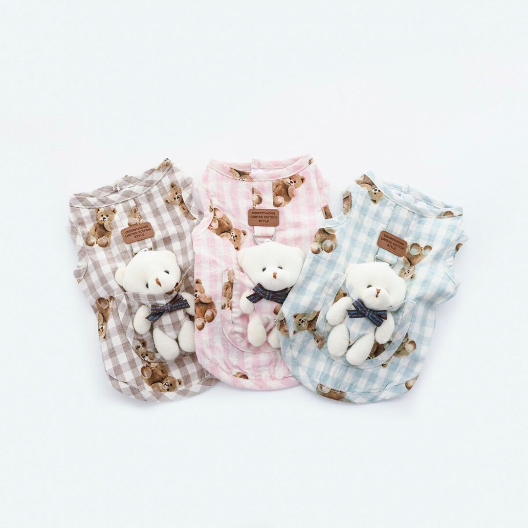 Linen Mesh D-ring Vest W/bear, S-XL, Pet Clothing, Dog-vest, Dog Jacket ...