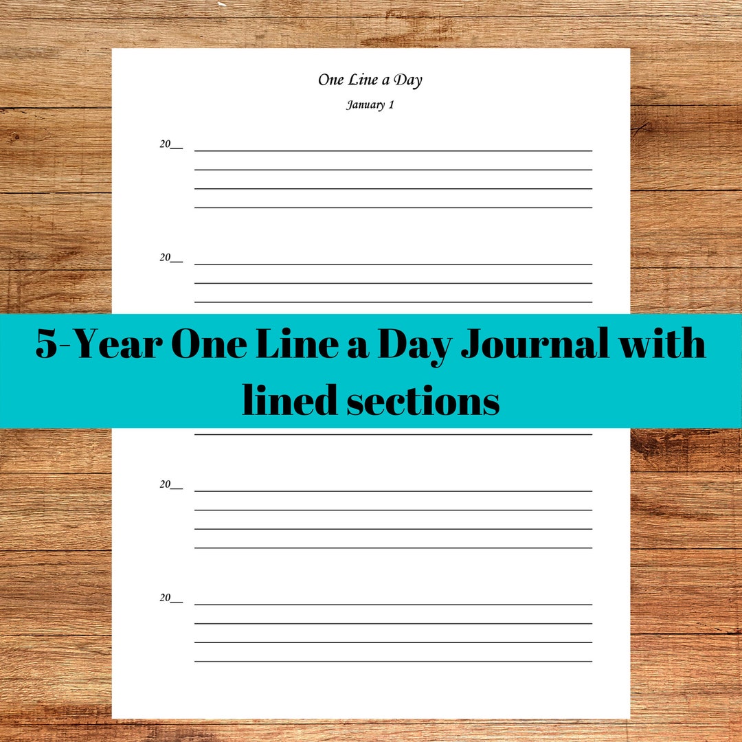 5 Year One Line a Day Journal/notebook Minimalist Printable US Letter ...