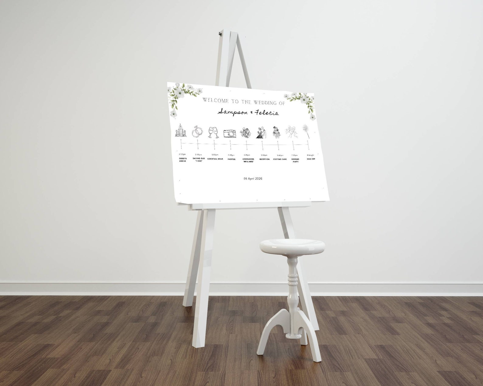 Schedule Sign Template, Printable Timeline With Wedding Day Icons ...