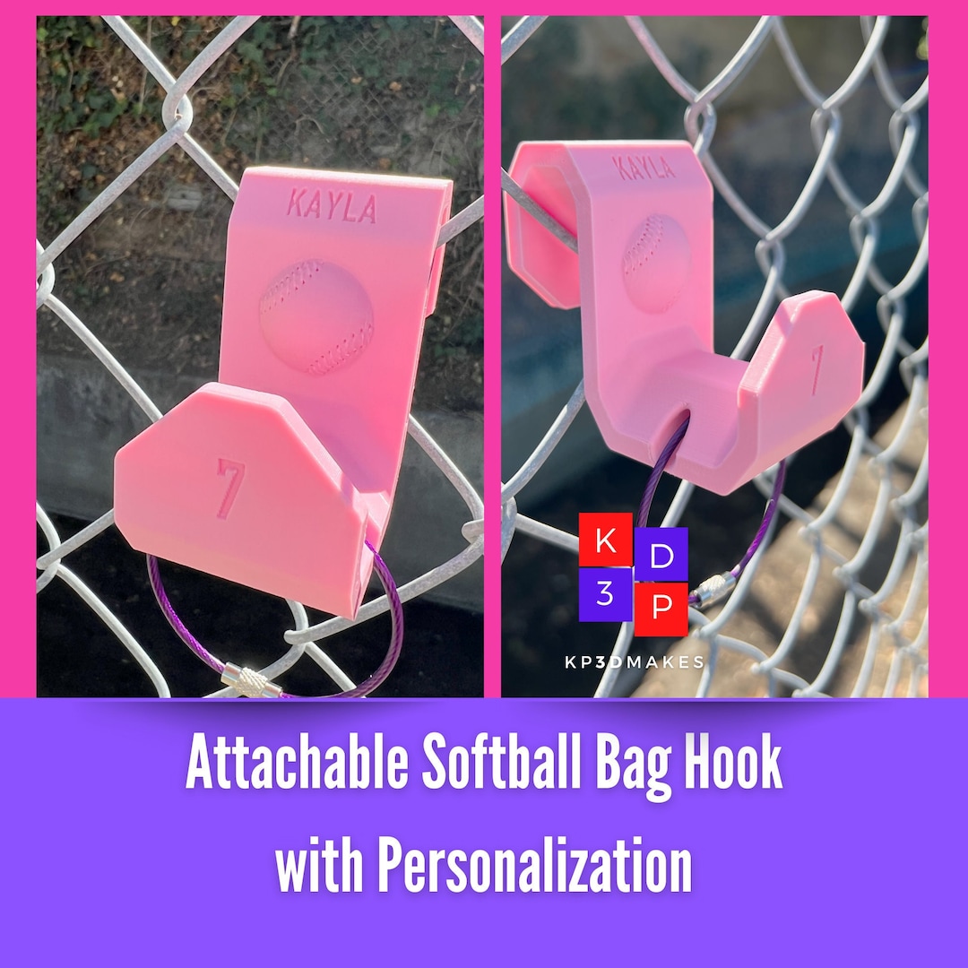 Attachable Softball Bag Hook Personalized for Hanging on Fence ...