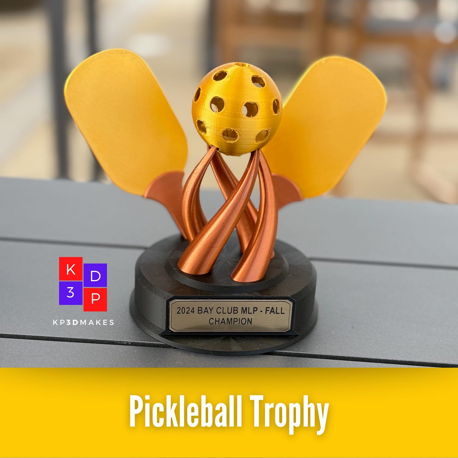 Custom Pickleball Trophy With Rackets and Ball With Personalized Laser ...