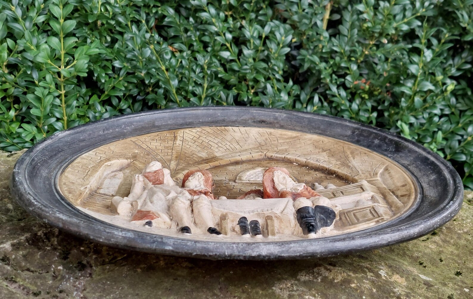 Old Plaster Plate / Medieval Scene, Tavern / Decorative Plate / Wall ...