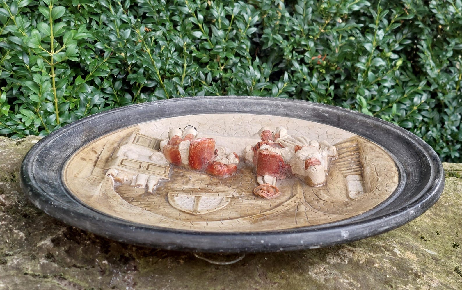 Old Plaster Plate / Medieval Scene, Tavern / Decorative Plate / Wall ...