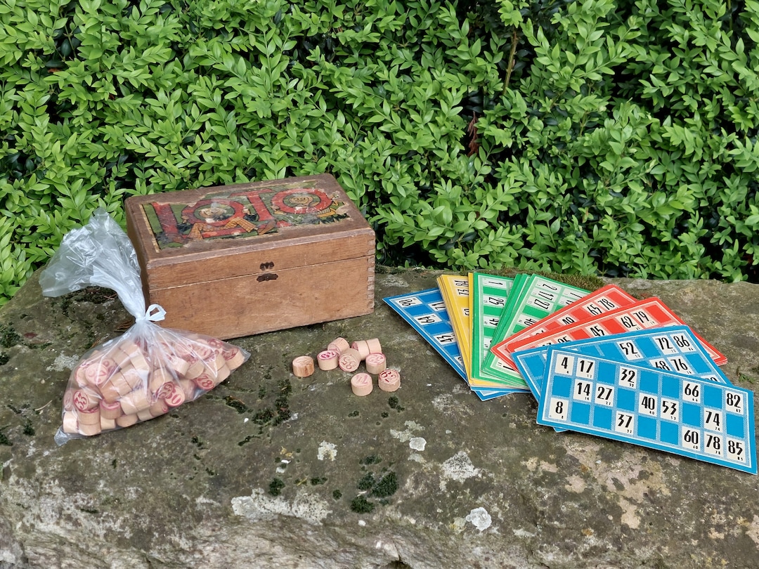 Old Wooden Lotto Box / COMPLETE Game / Beautiful Illustrations ...