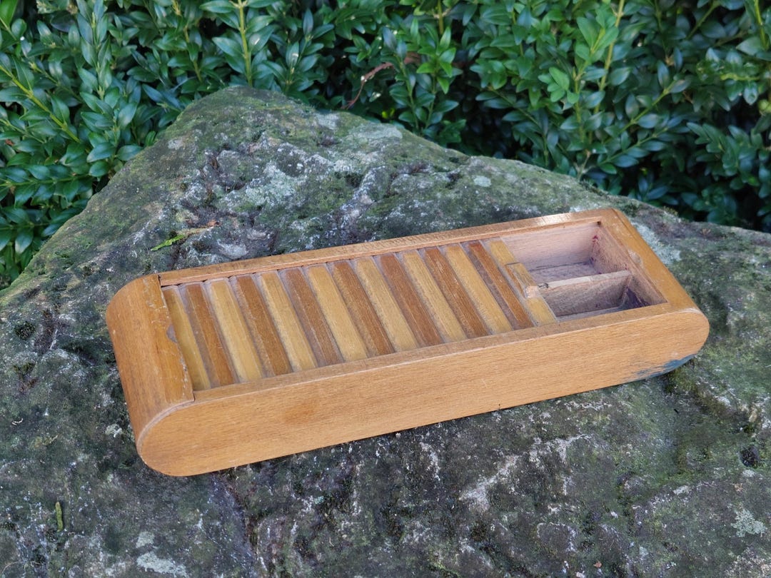 Old Pencil Case, Pen and Pencil Storage Box / Wooden Box With Sliding ...
