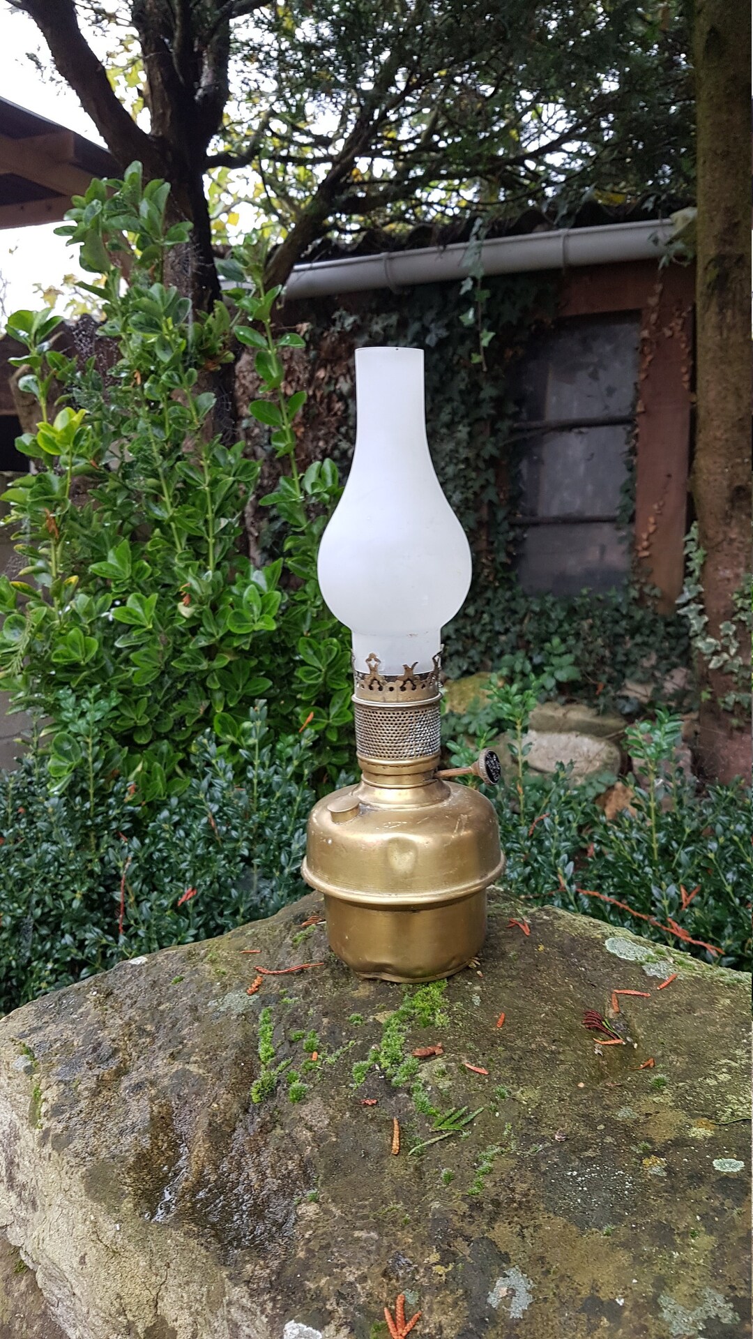 Old Brass Kerosene Lamp With Its Original Opaque Glass / Brand S&G ...