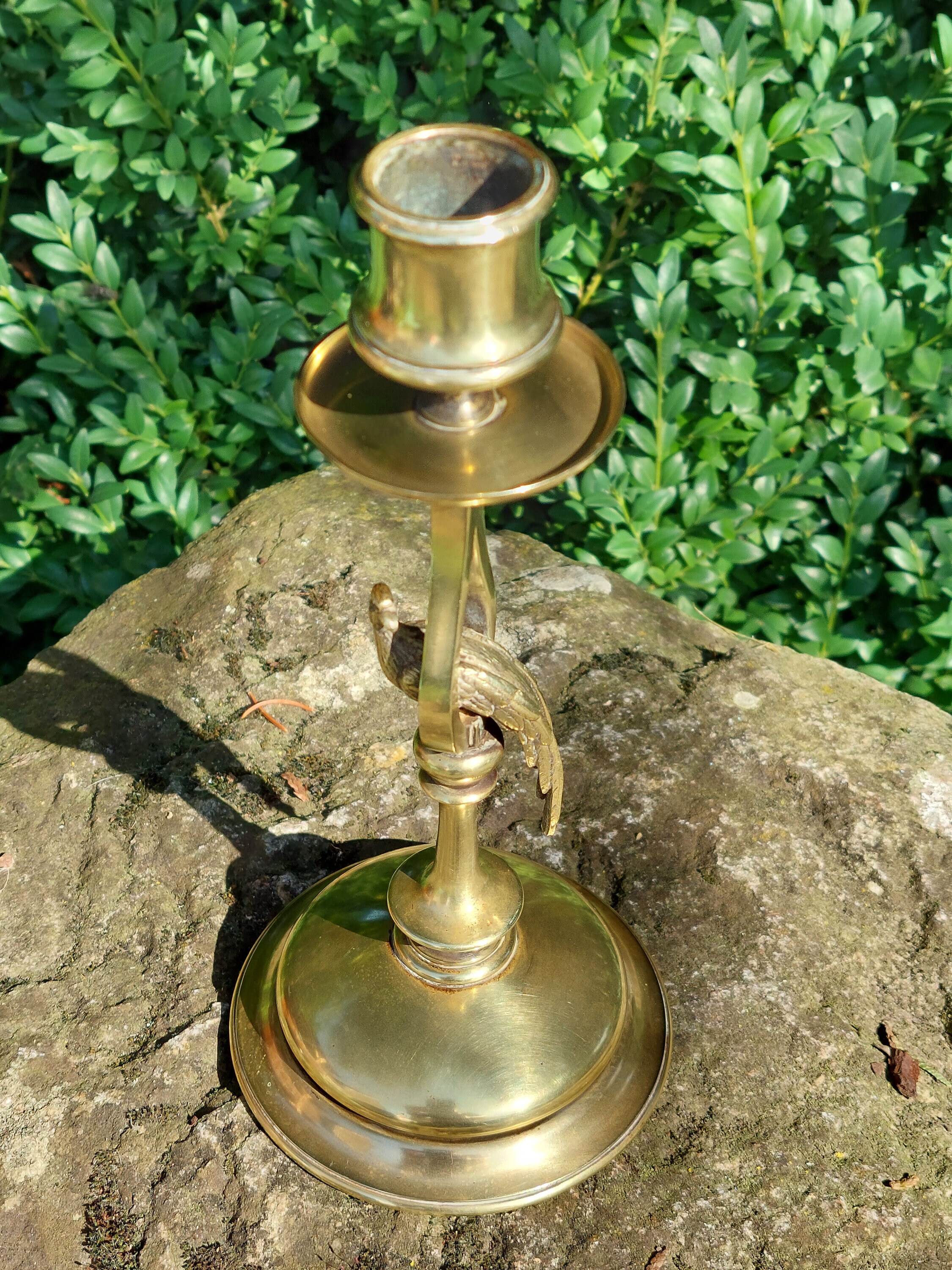 Old Brass Candlestick, Carved Peacock / Candlestick for Stick Candle ...